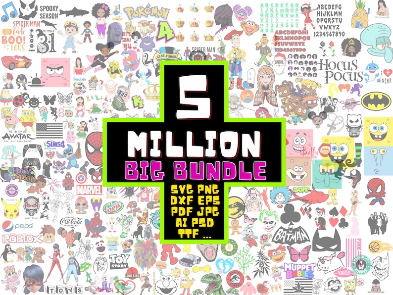 5 Million Design Svg Bundle, Cartoon, Halloween, Horror, Superhero, T ...