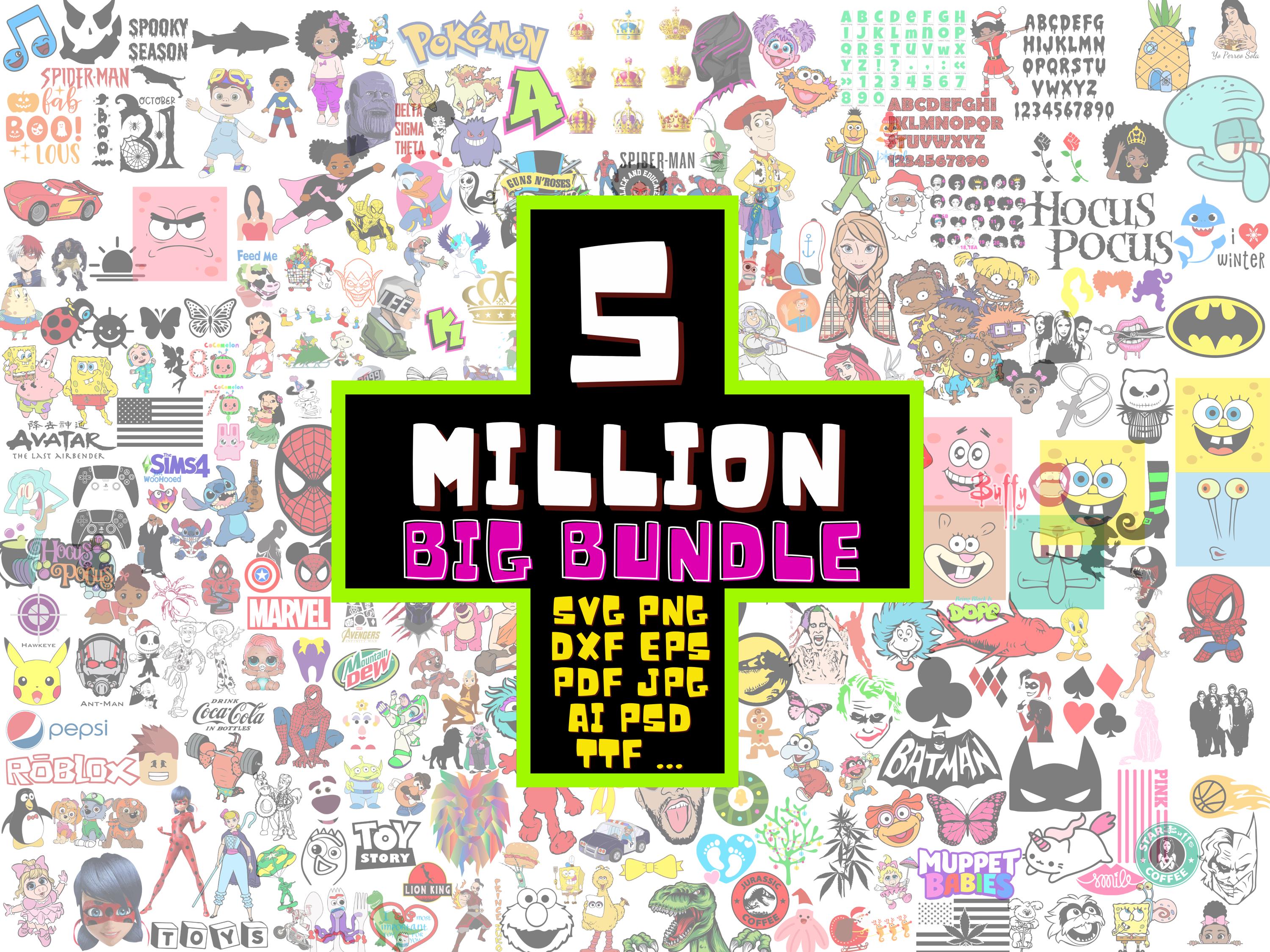 5 Million Design Svg Bundle, Cartoon, Halloween, Horror, Superhero, T ...