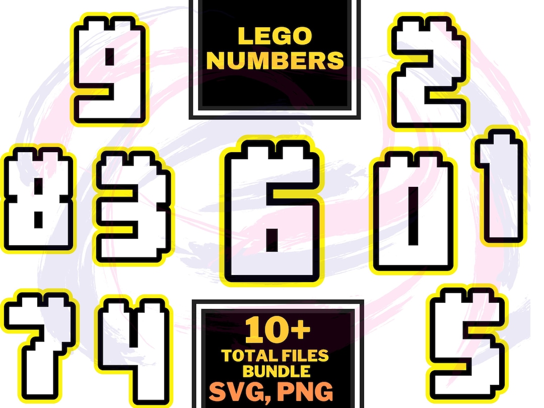 Bundle Bricks Dodle Numbers LEG Puzzle Numbers Set Brick Font Brick Svg ...