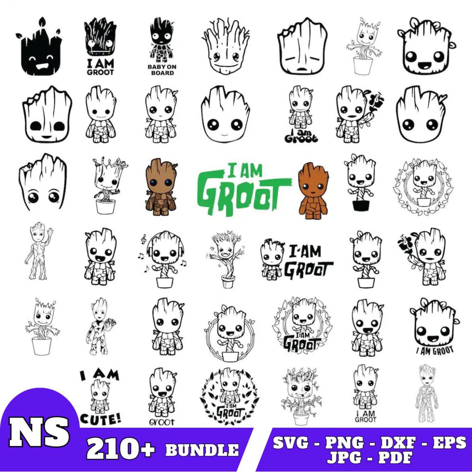MEGA Groot Svg Bundle, Baby Groot Svg for Cricut, Groot Png, I Am Groot ...