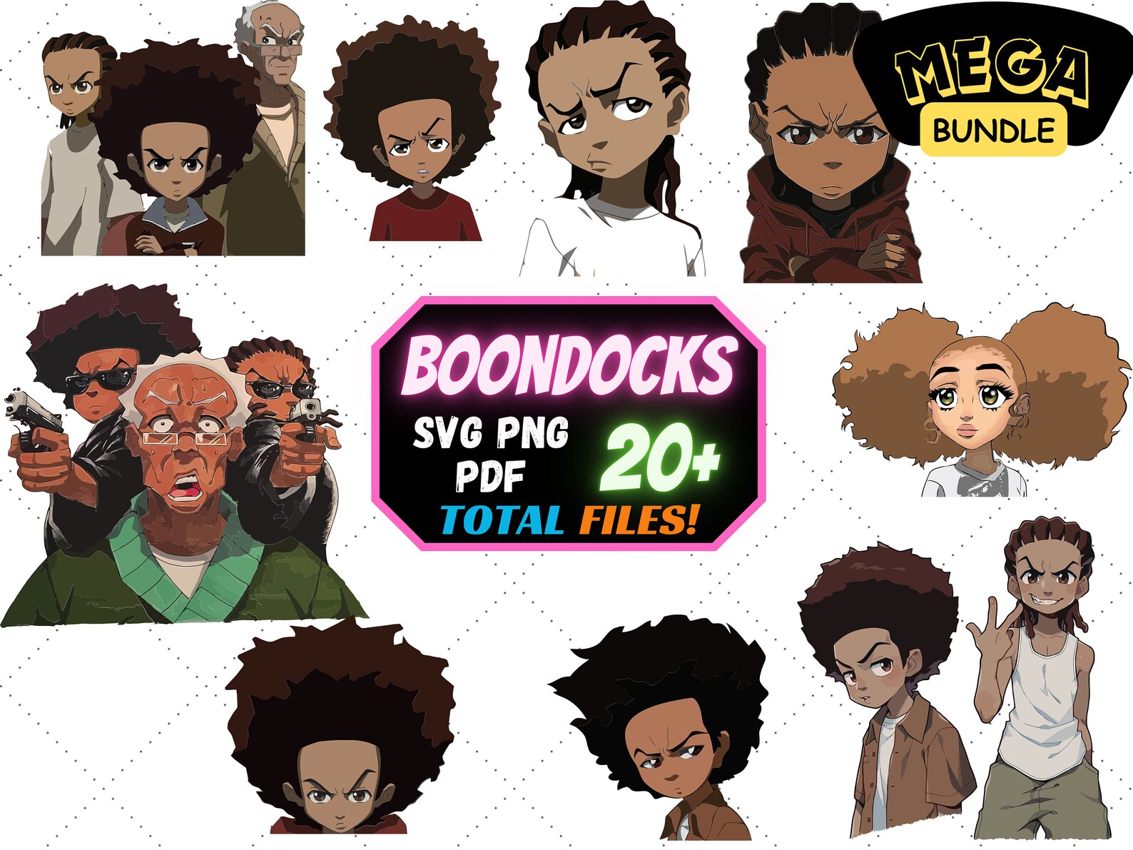 Boondocks SVG Bundle PNG PDF Layered Cut File, Svg Digital Cut File ...