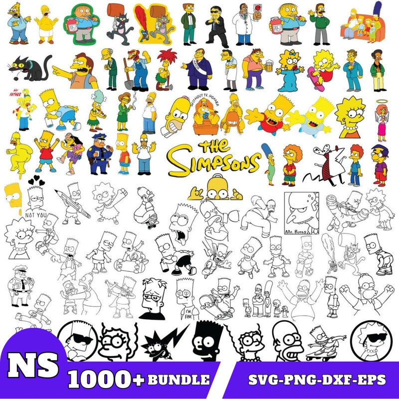Black and White Simpsons Svg - Etsy