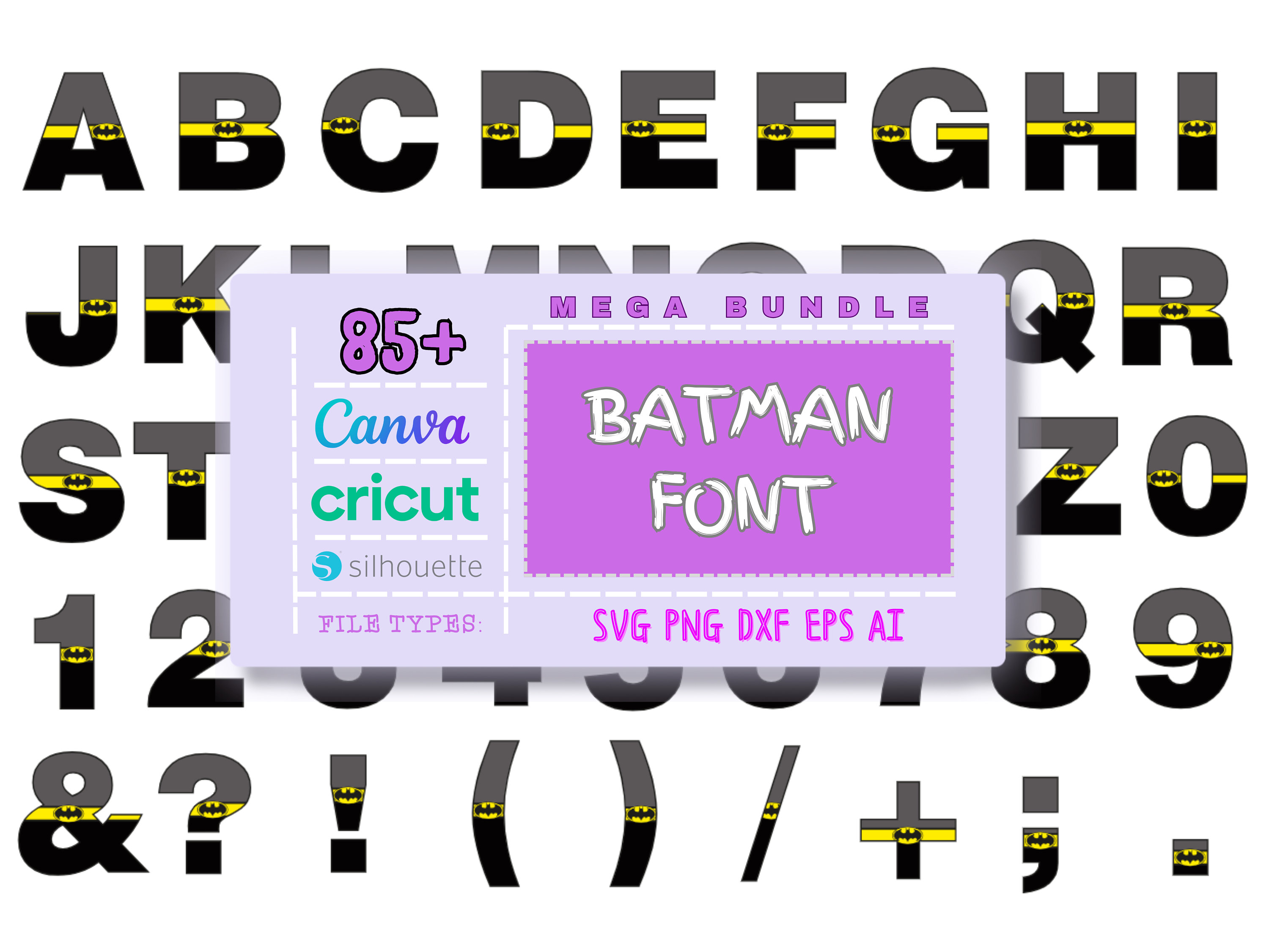 Bat Font Svg Bundle, Superhero Alphabet, Layered, Svg - Png - Dxf - Eps ...