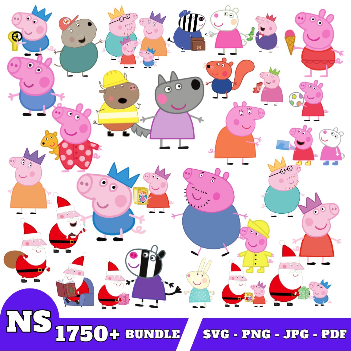 MEGA Peppa Pig Svg, Bundle Layered SVG Layered and Instant downloadable ...
