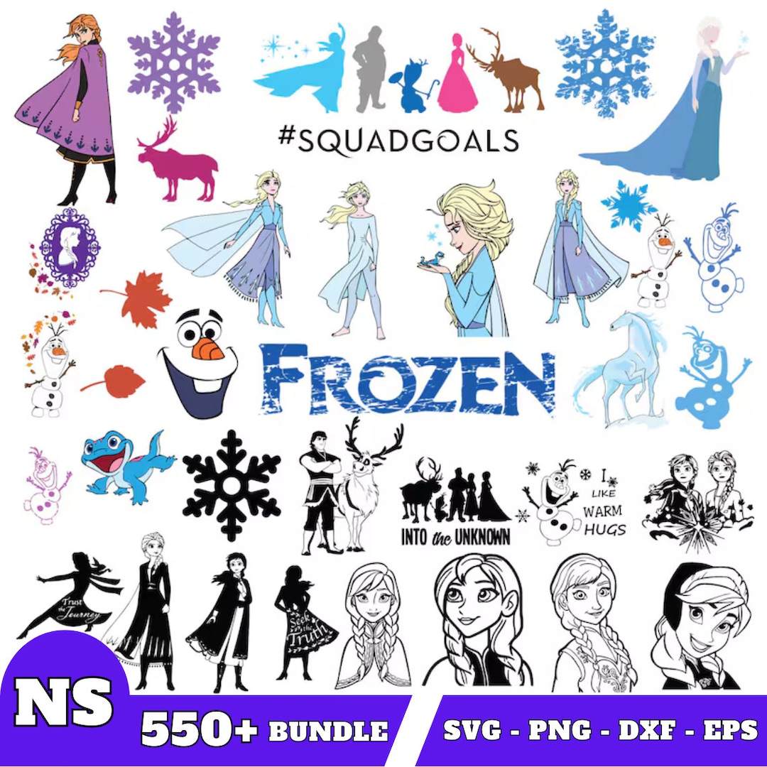 MEGA Frozen Svg Bundle, Princess, Svg - Png - Dxf - Eps, Silhouette ...