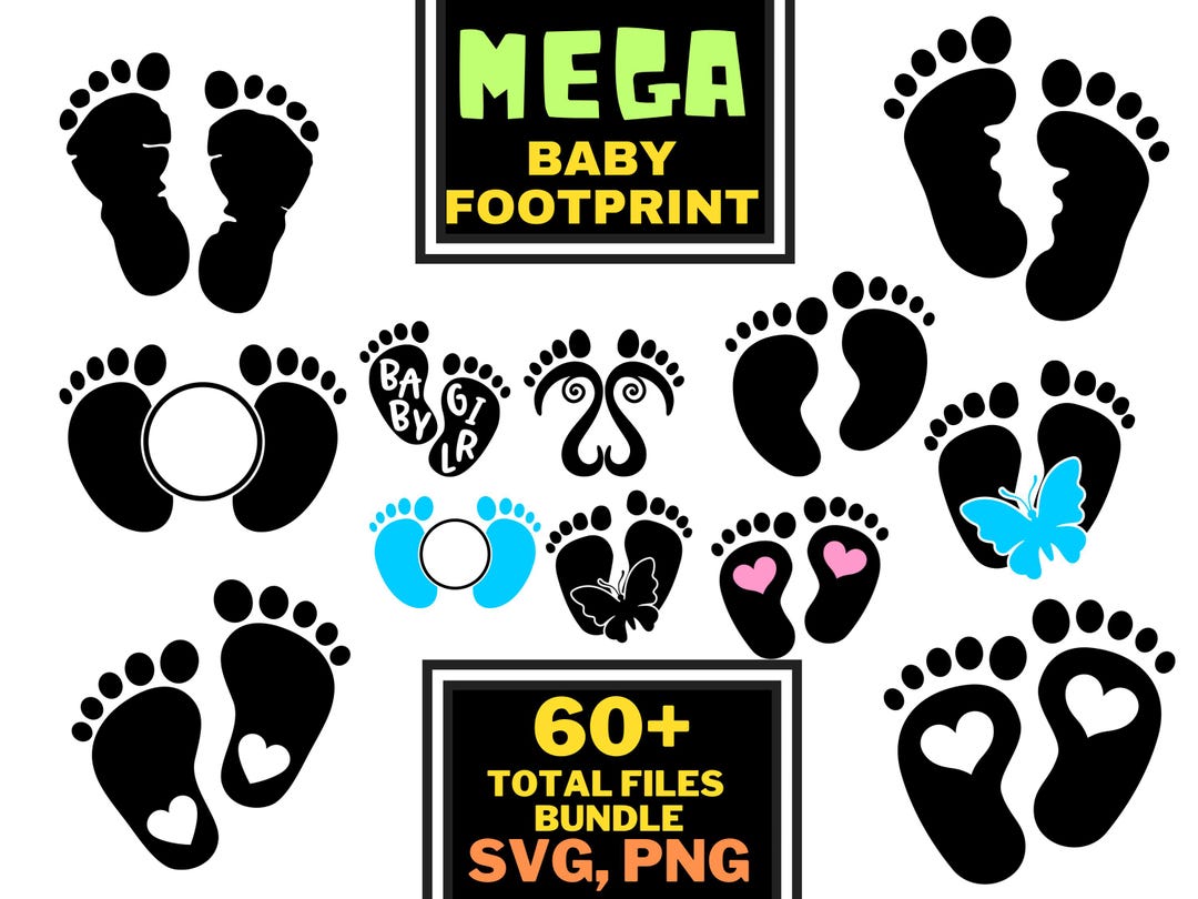 Baby Feet SVG Footprint Cut File Cute Footprints Baby Shower Gender ...