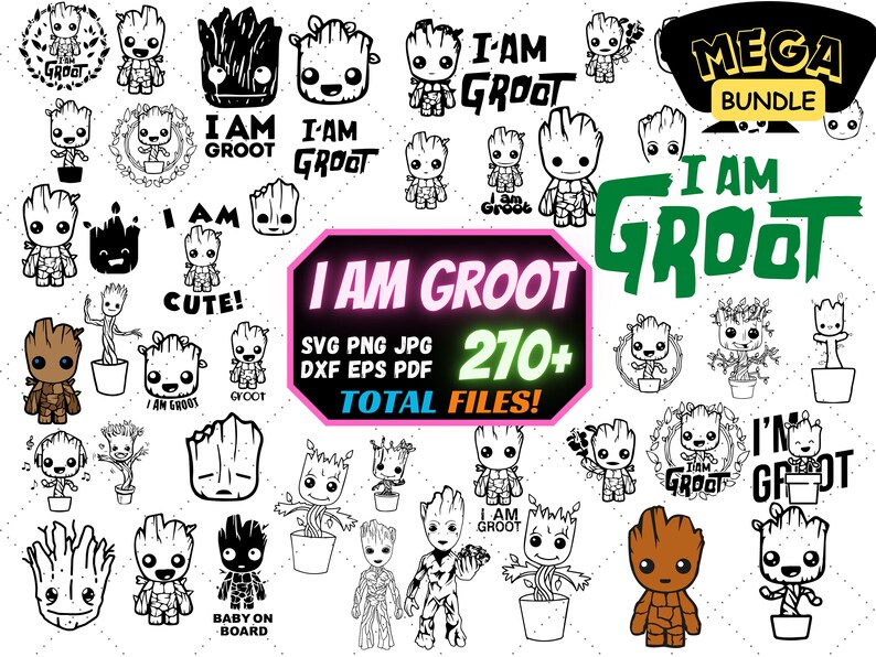MEGA Groot Svg Bundle, Baby Groot Svg for Cricut, Groot Png, I Am Groot ...
