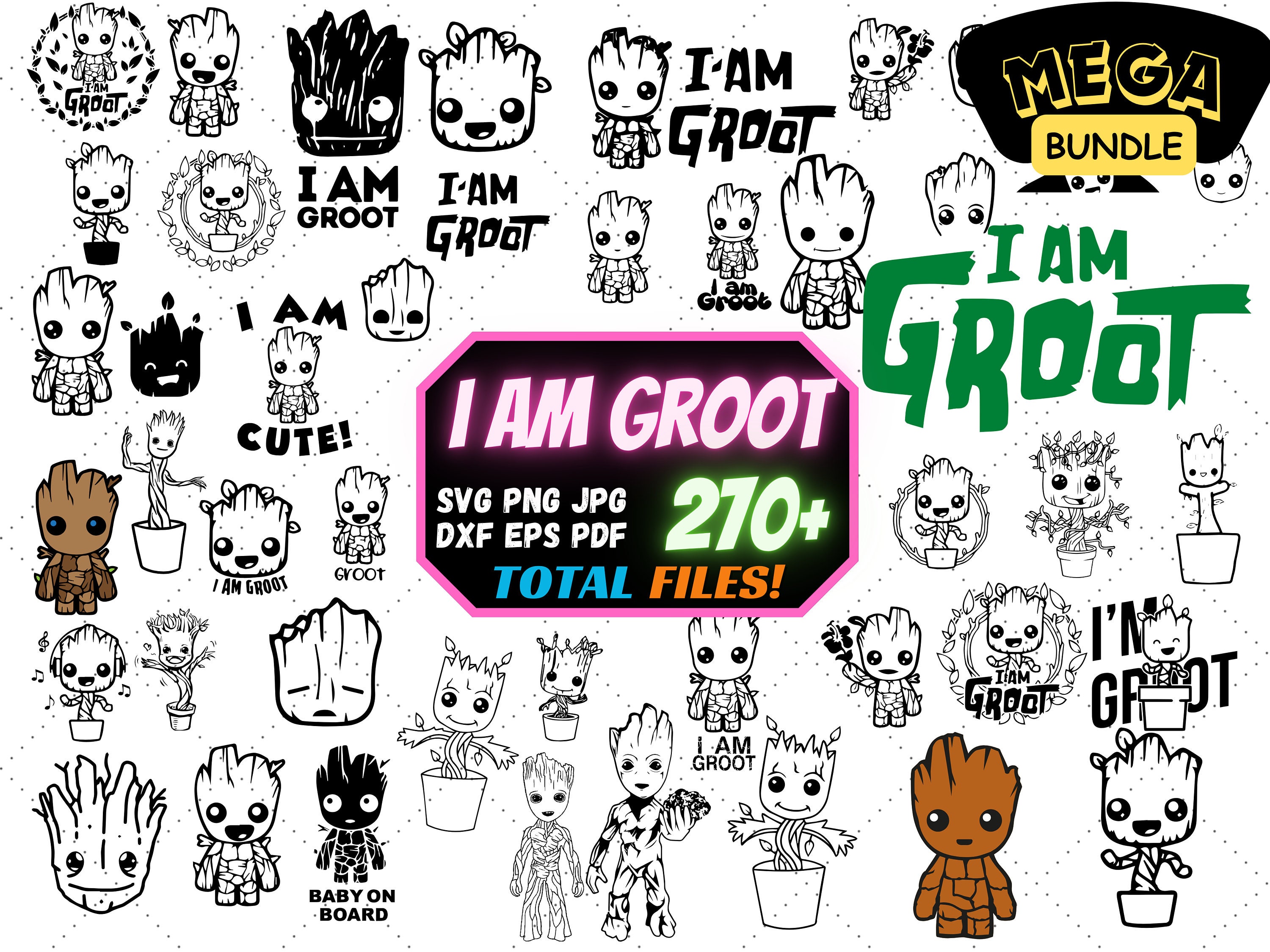 MEGA Groot Svg Bundle, Baby Groot Svg for Cricut, Groot Png, I Am Groot ...