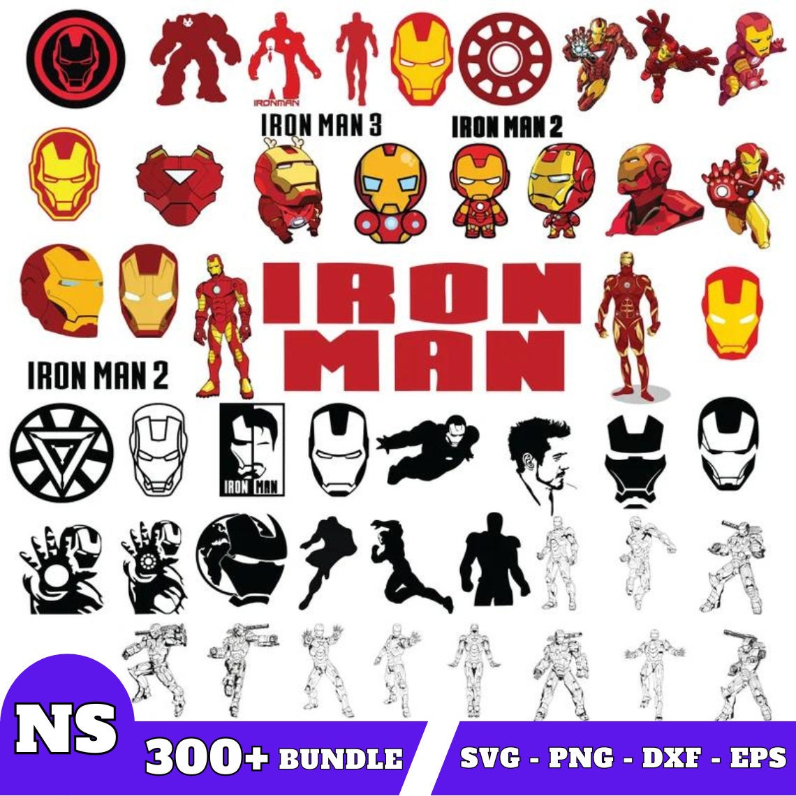 Iron Man Svg Bundle- Png-svg-dxf-eps - Etsy