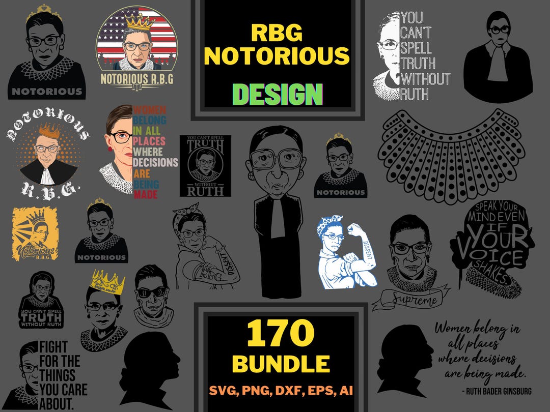 Ruth Bader Ginsburg RBG Svg Bundle Layered Item, Clipart, Cricut ...