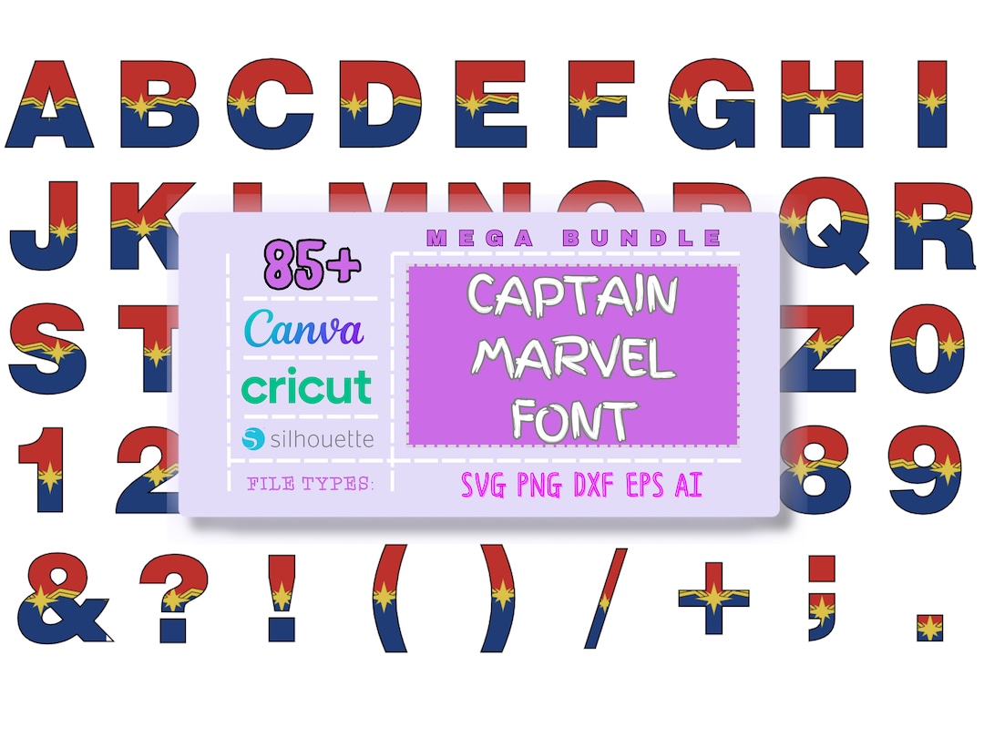 Captain Marval Font Svg Bundle, Alphabet, Superhero, Letters, Numbers ...