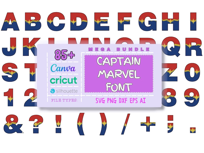 Captain Marval Font Svg Bundle, Alphabet, Superhero, Letters, Numbers ...