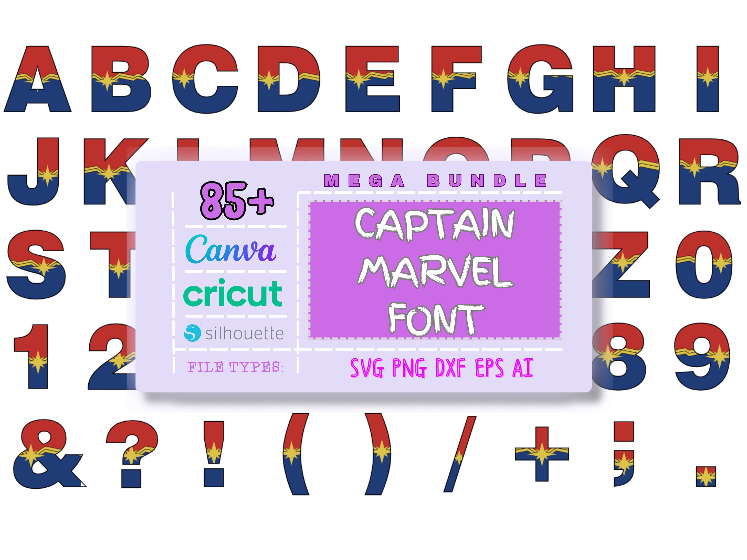 Captain Marval Font Svg Bundle, Alphabet, Superhero, Letters, Numbers ...