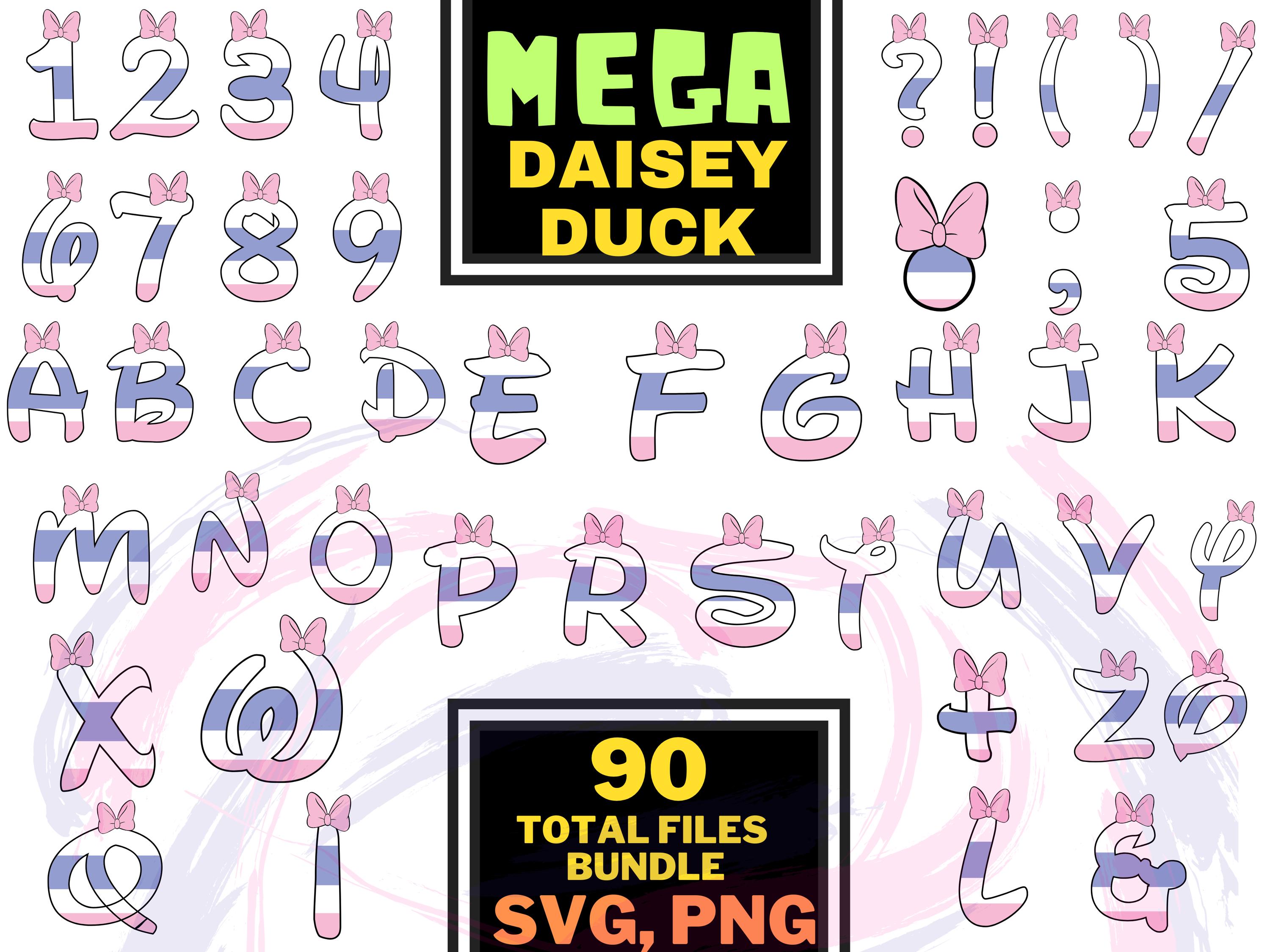 Daisy Duck Alphabet Fonts Svg Png, Cartoon Characters, Layered Svg by ...
