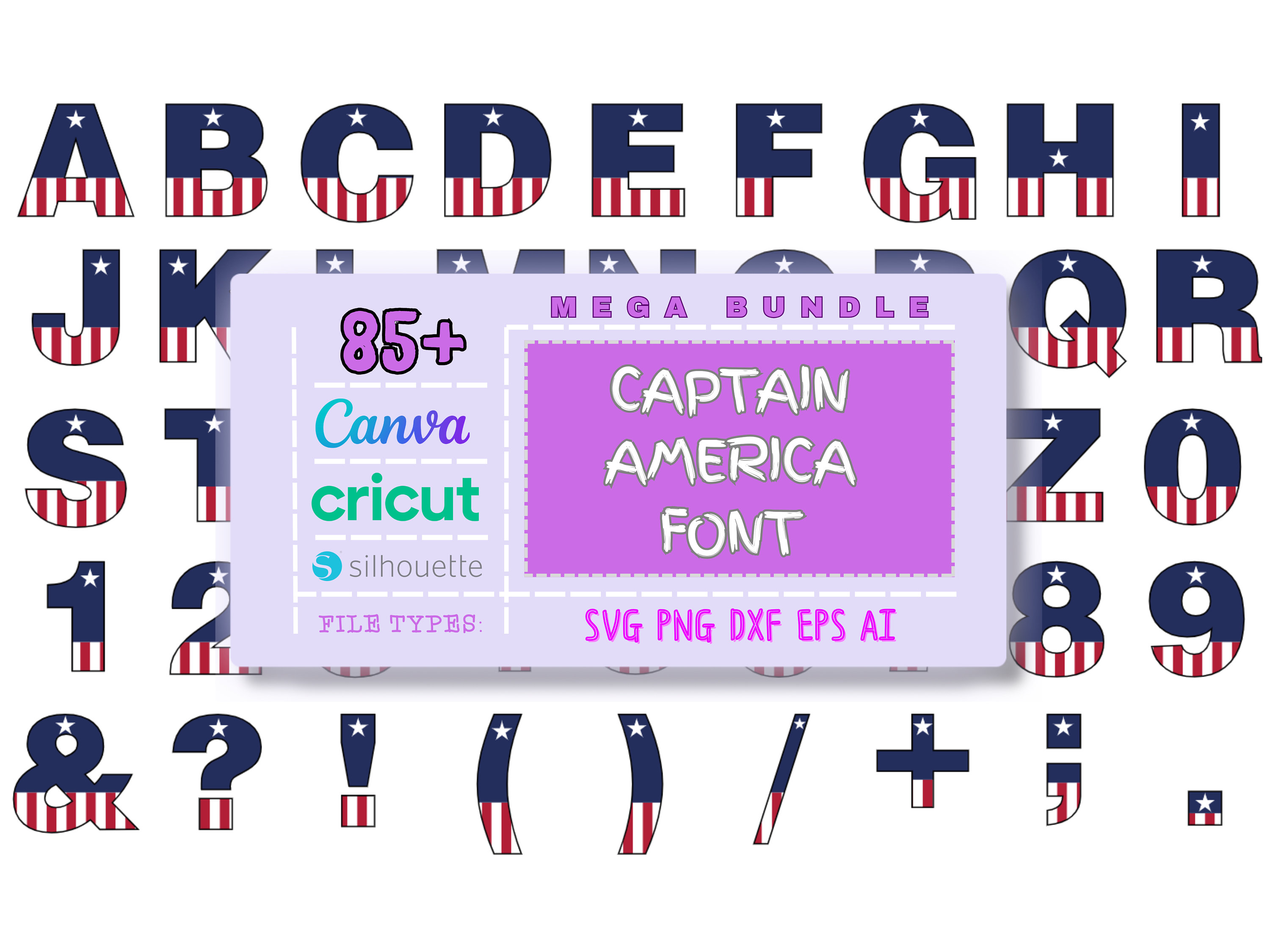Captain America Fonts Svg Bundle, Alphabet, Letters, Numbers, Superhero ...