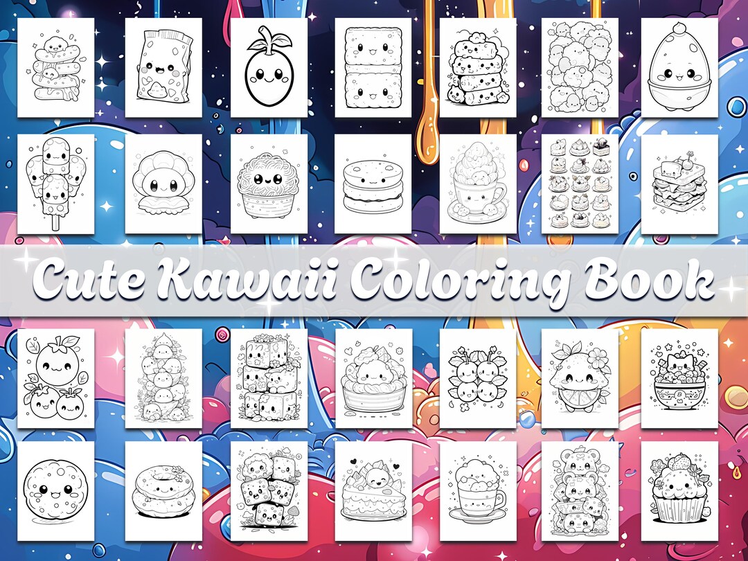 200 Kawaii Coloring Pages for Kids Cute Coloring Page Mega Bundle ...