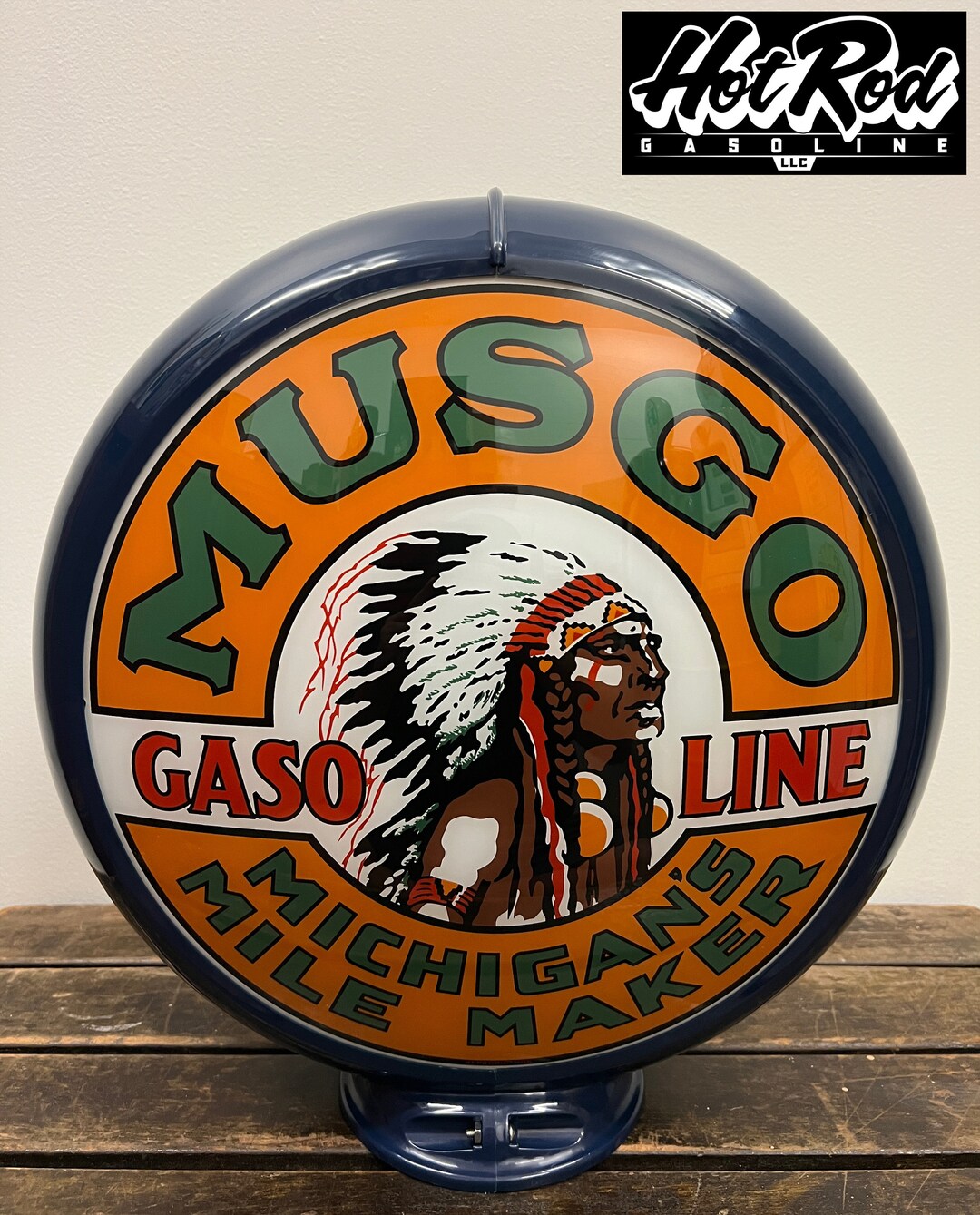 MUSGO Reproduction 13.5 Gas Pump Globe dark Blue Body - Etsy