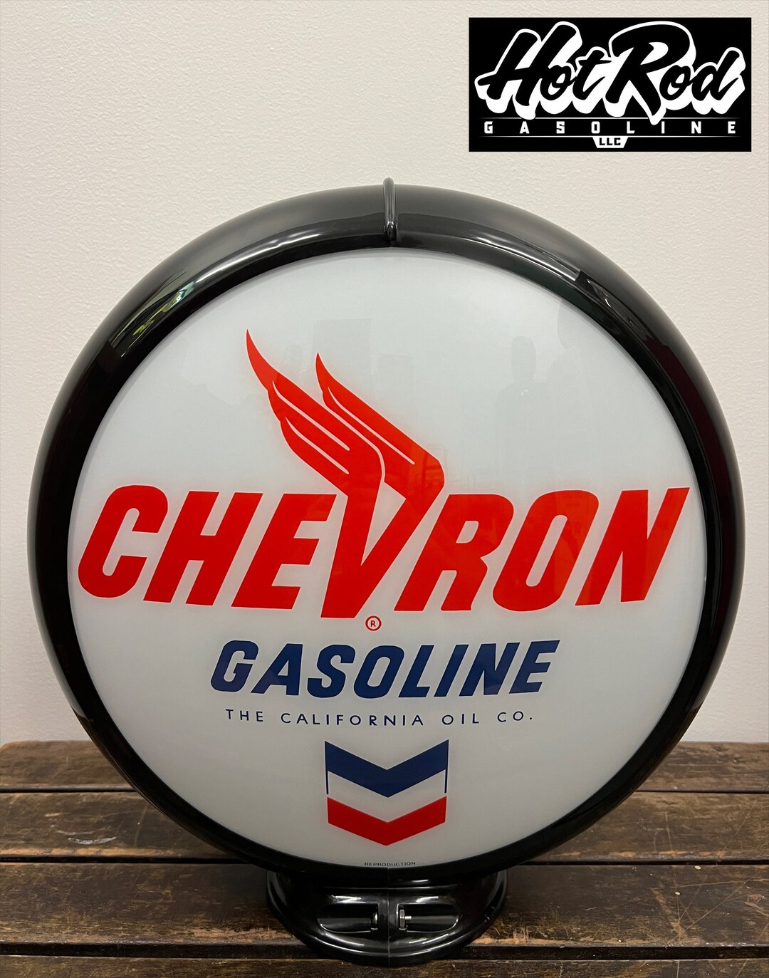 CHEVRON GASOLINE Reproduction 13.5 Gas Pump Globe black Body - Etsy