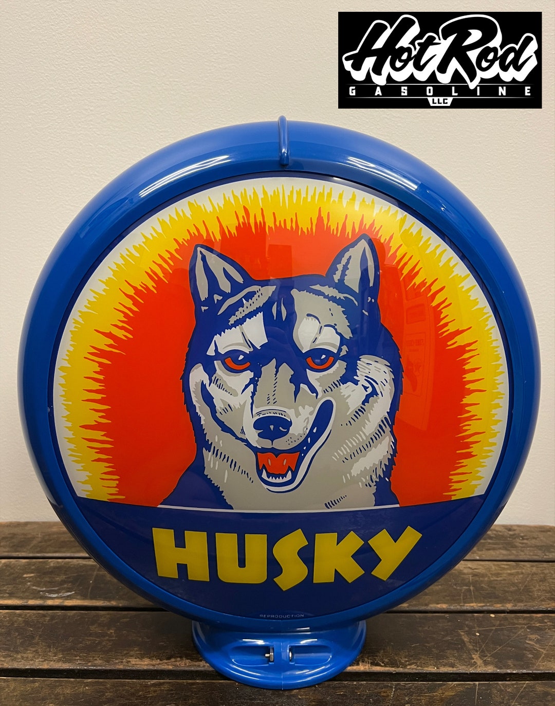 HUSKY GASOLINE Reproduction 13.5" Gas Pump Globe - (blue Body) - Etsy