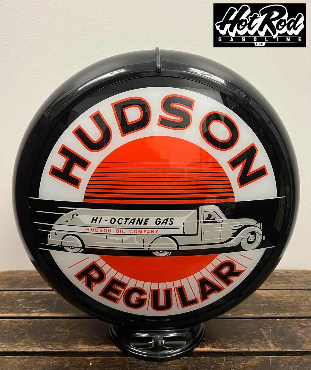 HUDSON GASOLINE Reproduction 13.5" Gas Pump Globe - (black Body) - Etsy