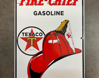 Texaco Fire Chief Gasoline Stepped up 16' Heavy Duty USA Made Metal Gas ...