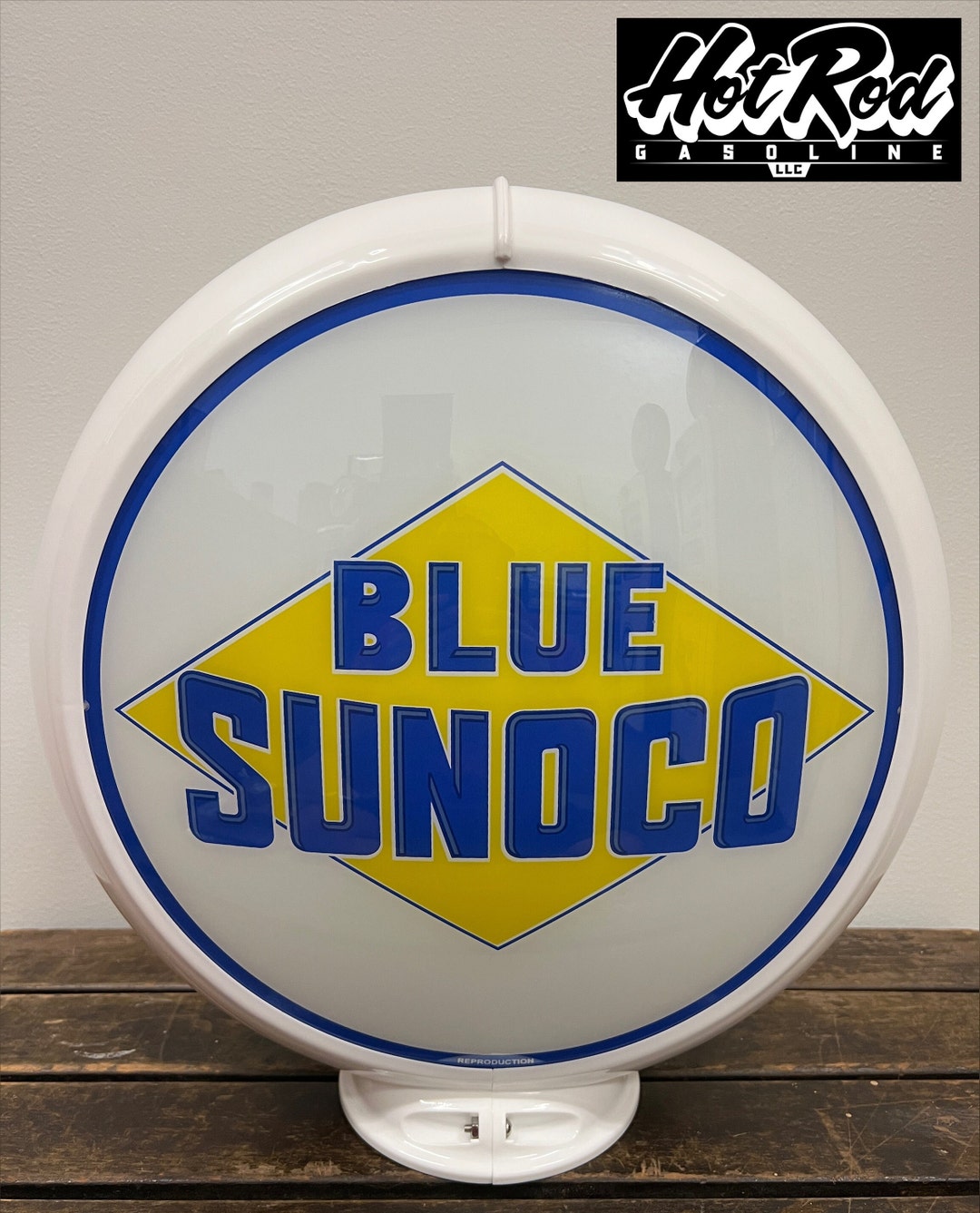 BLUE SUNOCO Reproduction 13.5 Gas Pump Globe white Body - Etsy