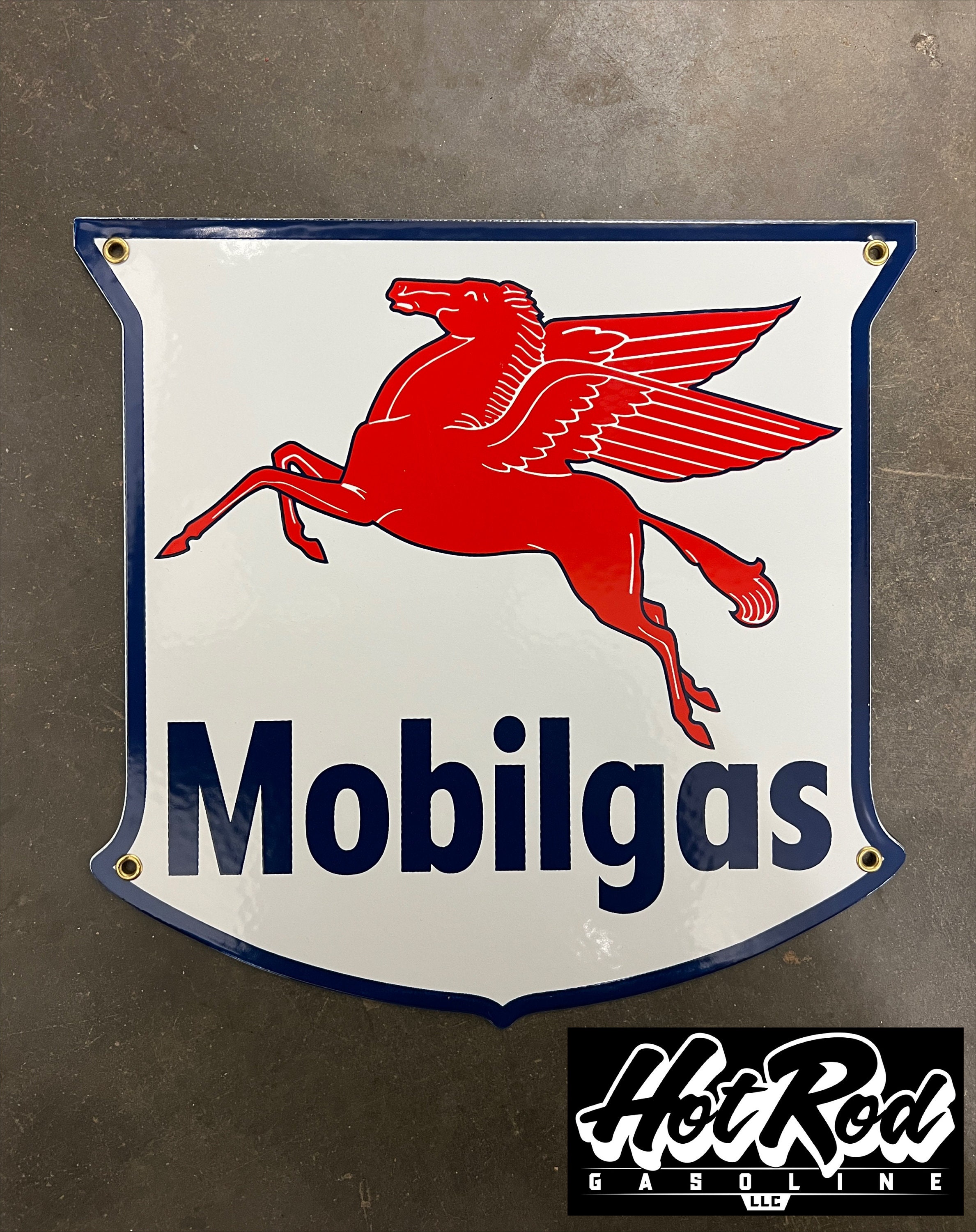 MOBIL Mobilgas Shield Porcelain Sign - Etsy