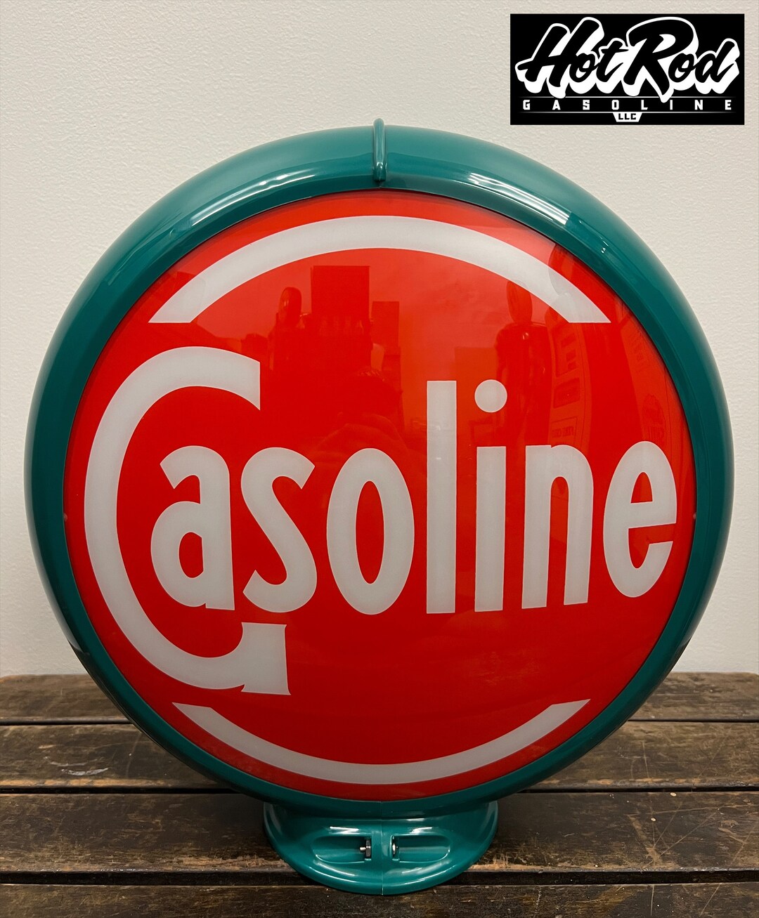 RED GASOLINE Reproduction 13.5" Gas Pump Globe - (green Body) - Etsy