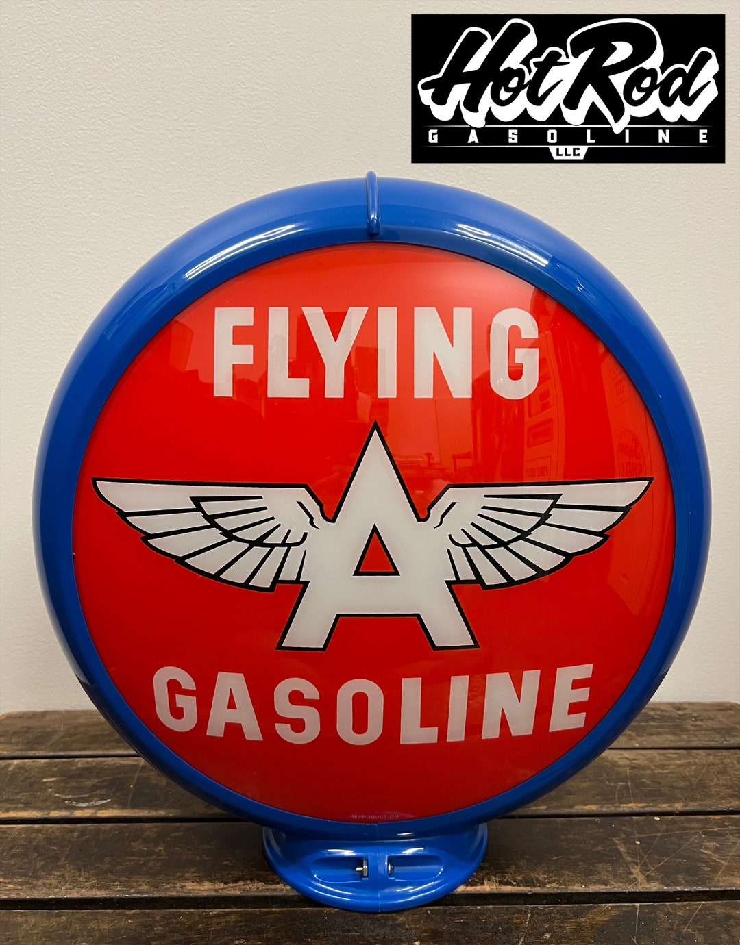 FLYING "a" GASOLINE Reproduction 13.5" Gas Pump Globe - (blue Body) - Etsy