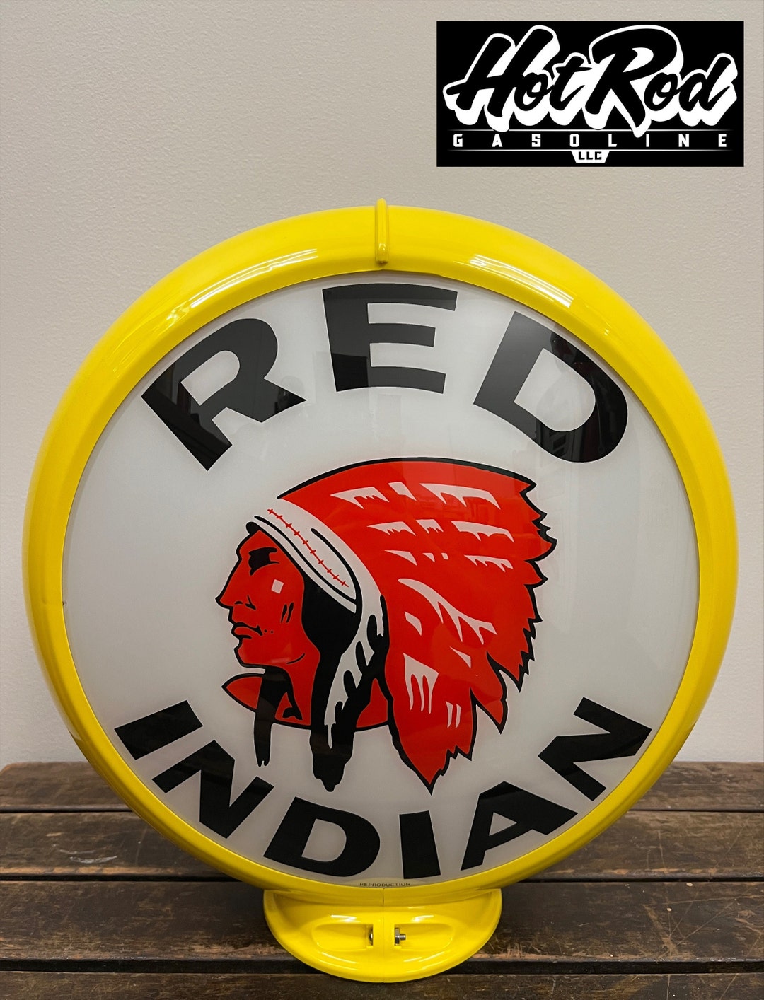 RED INDIAN Reproduction 13.5" Gas Pump Globe - (yellow Body) - Etsy