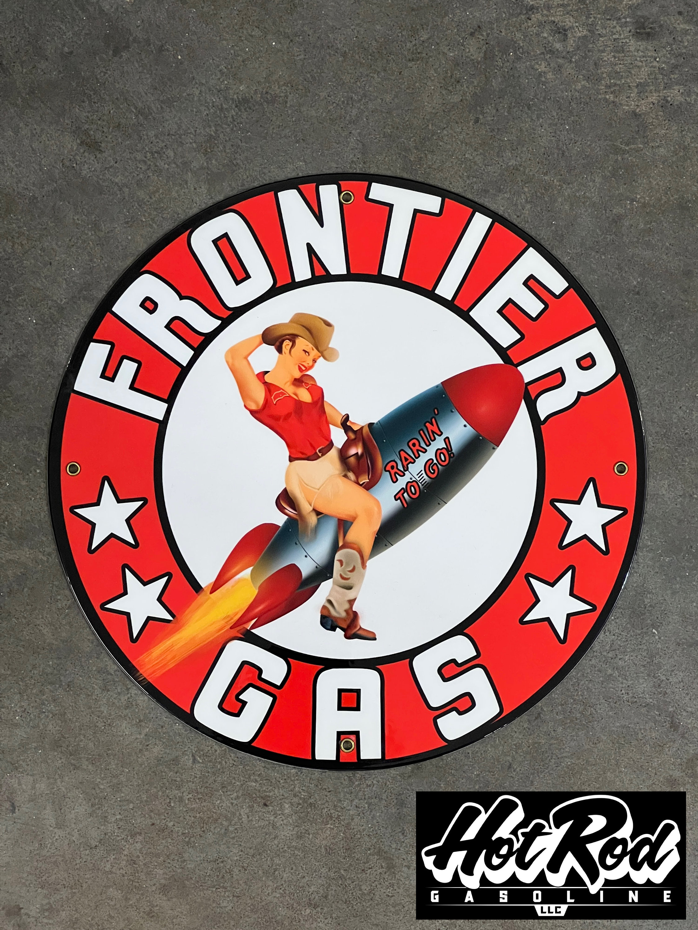 FRONTIER GAS Cowgirl Pinup Sign - Etsy