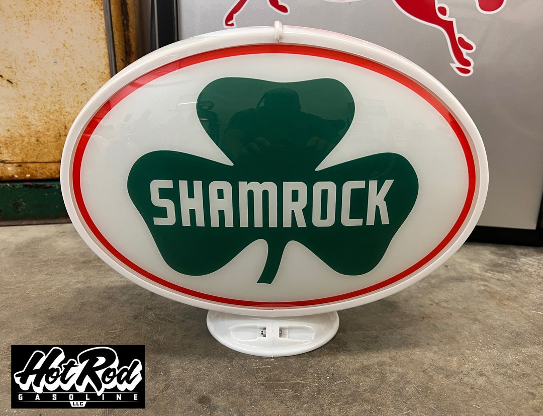 SHAMROCK GASOLINE Reproduction Oval Gas Pump Globe - (white Body) - Etsy
