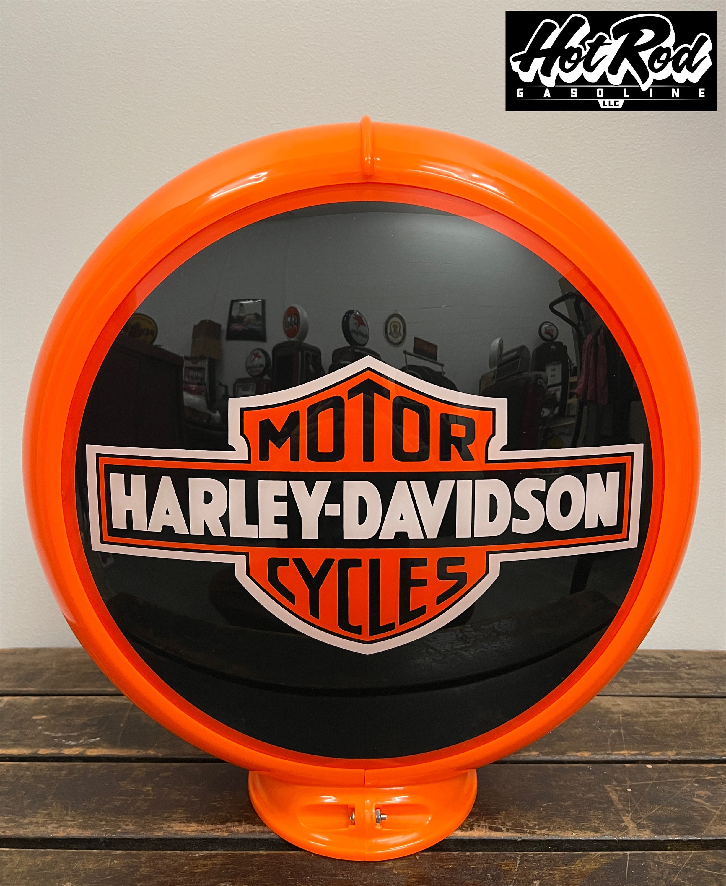 Harley Davidson Gas Pump Globe Globe Opaline Mohawk Gasoline USA