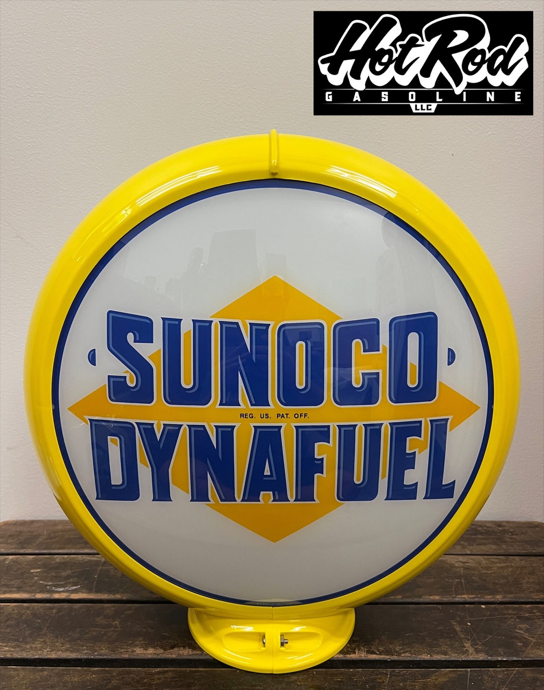 SUNOCO DYNAFUEL Reproduction 13.5" Gas Pump Globe - (yellow Body) - Etsy