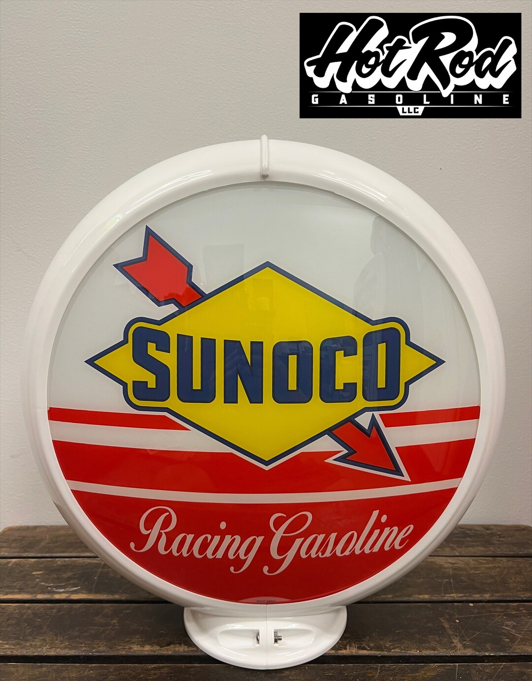 SUNOCO RACING GASOLINE Reproduction 13.5" Gas Pump Globe - (white Body ...