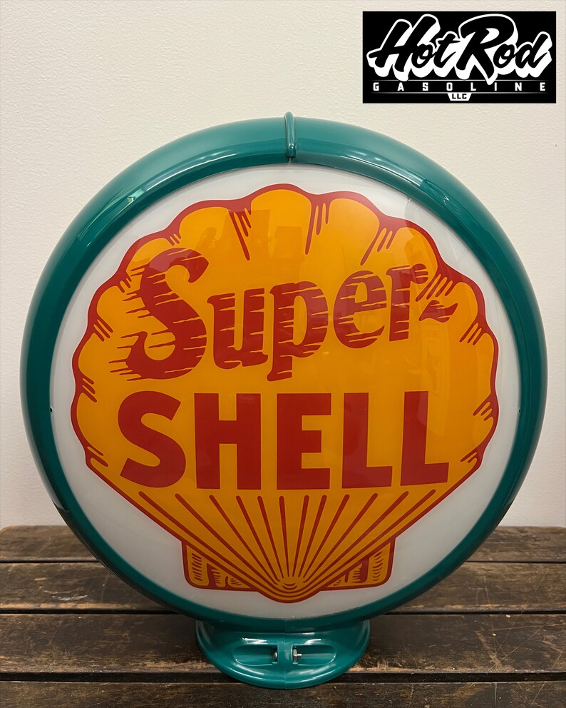 SUPER SHELL Reproduction 13.5" Gas Pump Globe - (green Body) - Etsy
