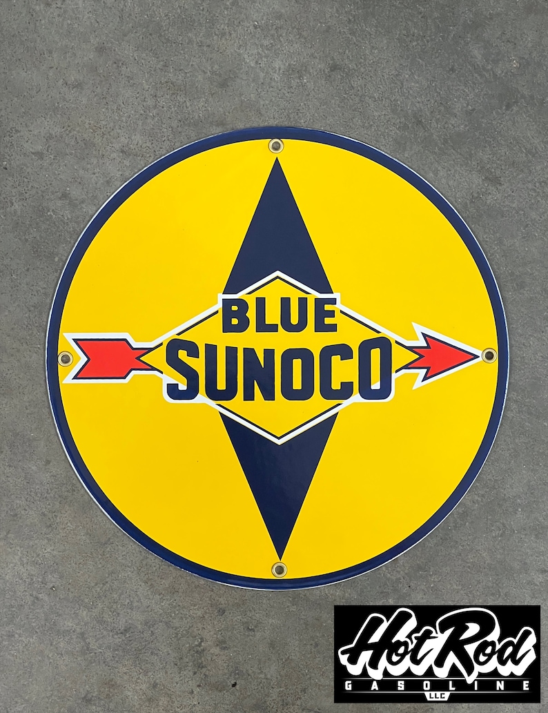 BLUE SUNOCO Porcelain Sign - Etsy