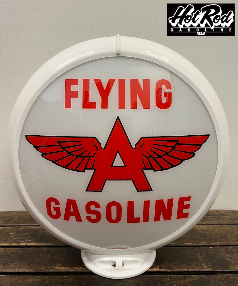 FLYING "a" GASOLINE White Reproduction 13.5" Gas Pump Globe - (white ...