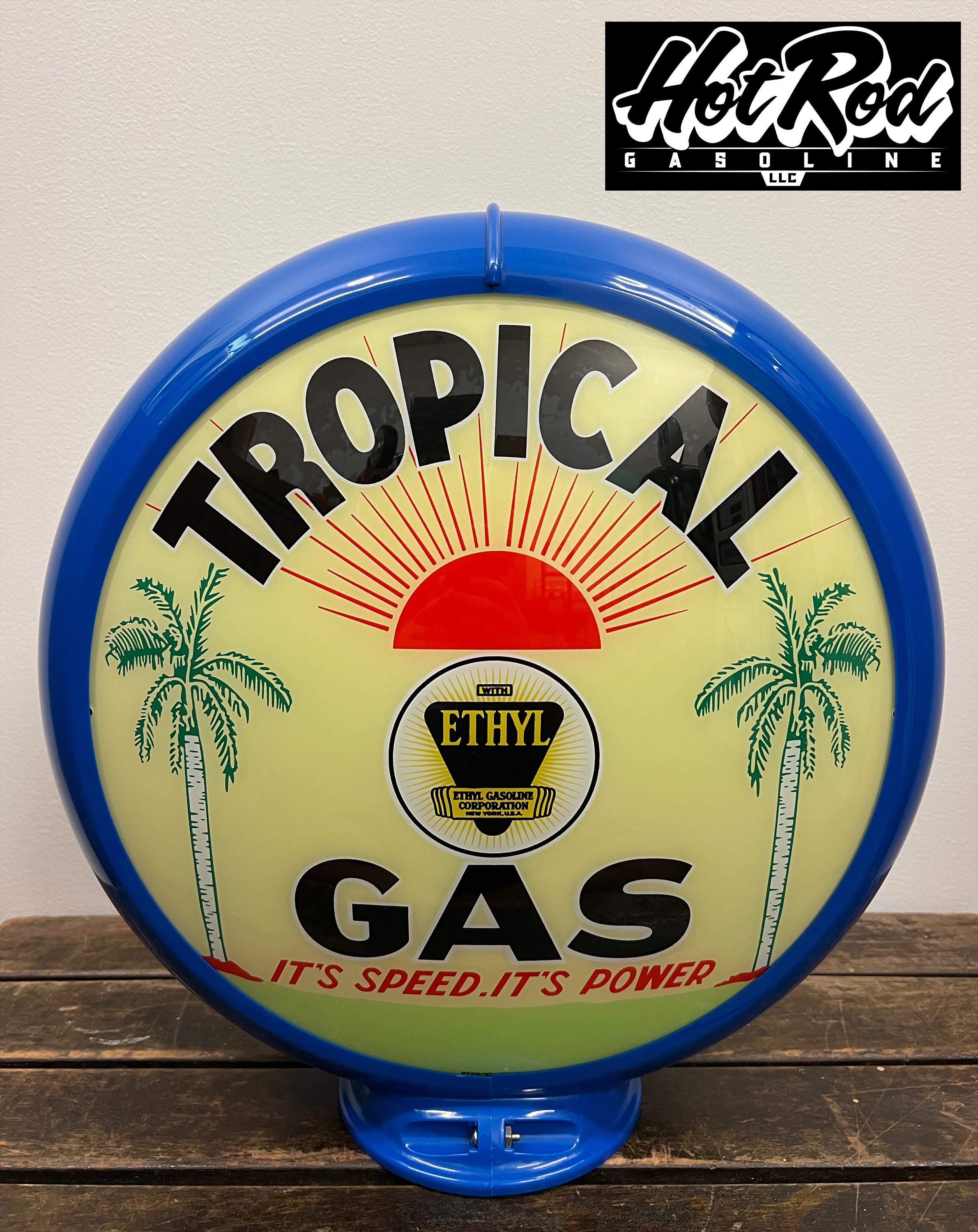 TROPICAL GAS Reproduction 13.5 Gas Pump Globe blue Body - Etsy