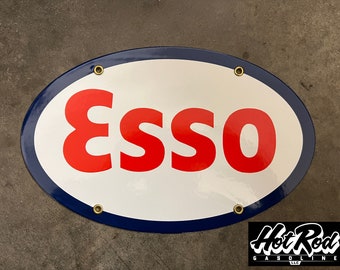 Vintage ESSO FUEL OIL Gas Station Pump 12" Round Porcelain Sign - Etsy