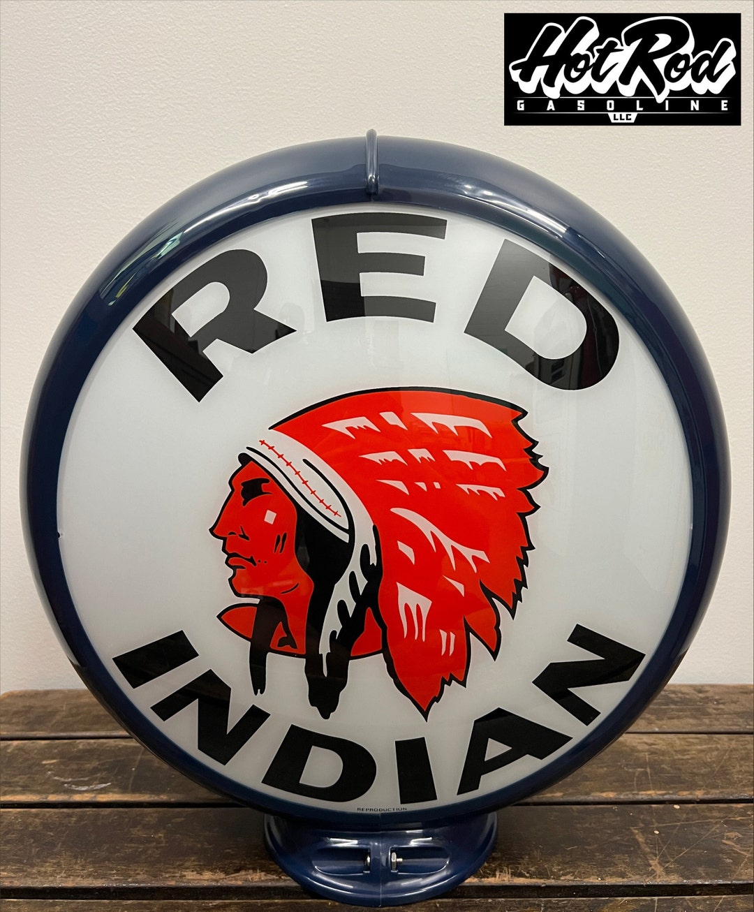 RED INDIAN Reproduction 13.5" Gas Pump Globe - (dark Blue Body) - Etsy