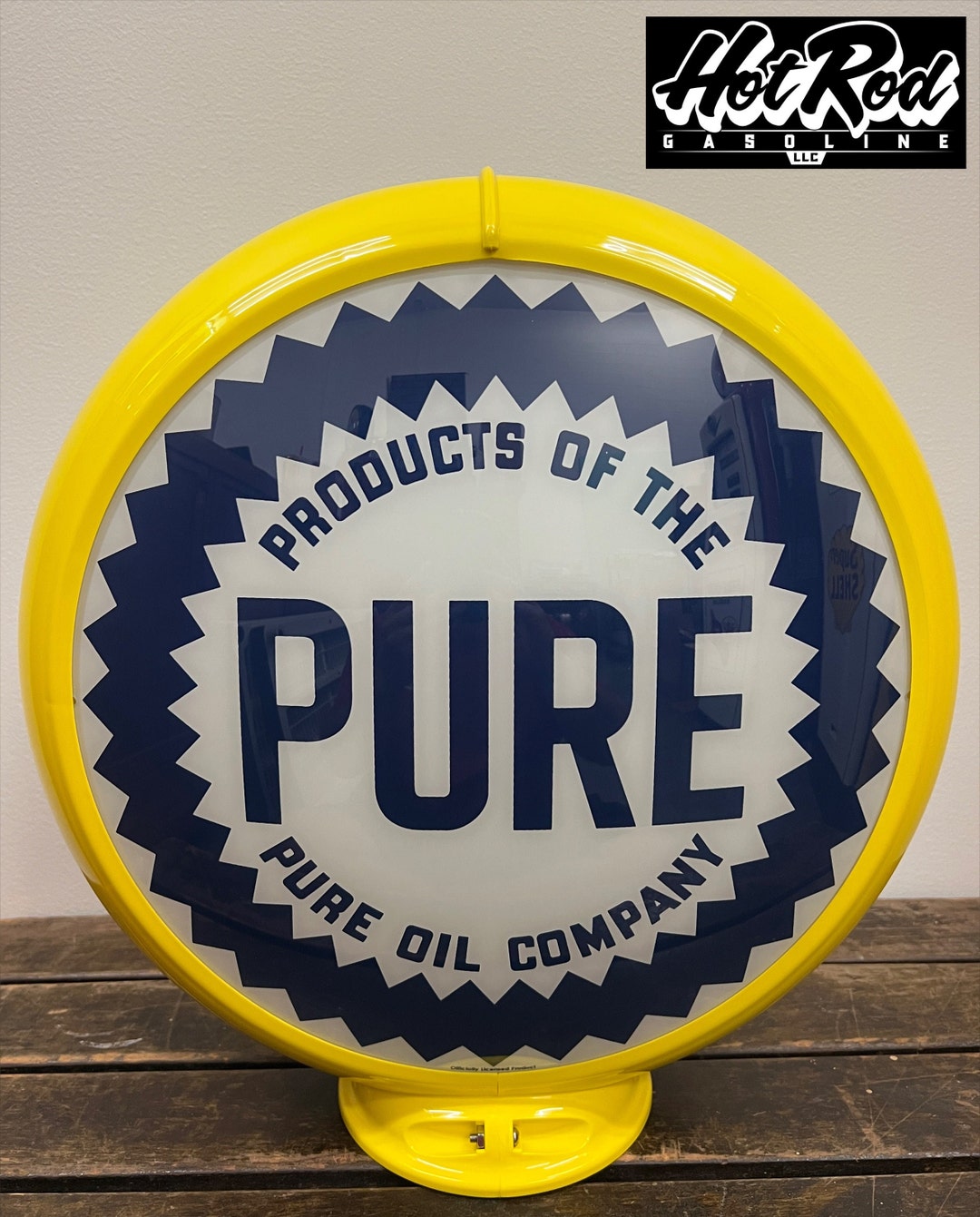 PURE GASOLINE Reproduction 13.5" Gas Pump Globe - (yellow Body) - Etsy
