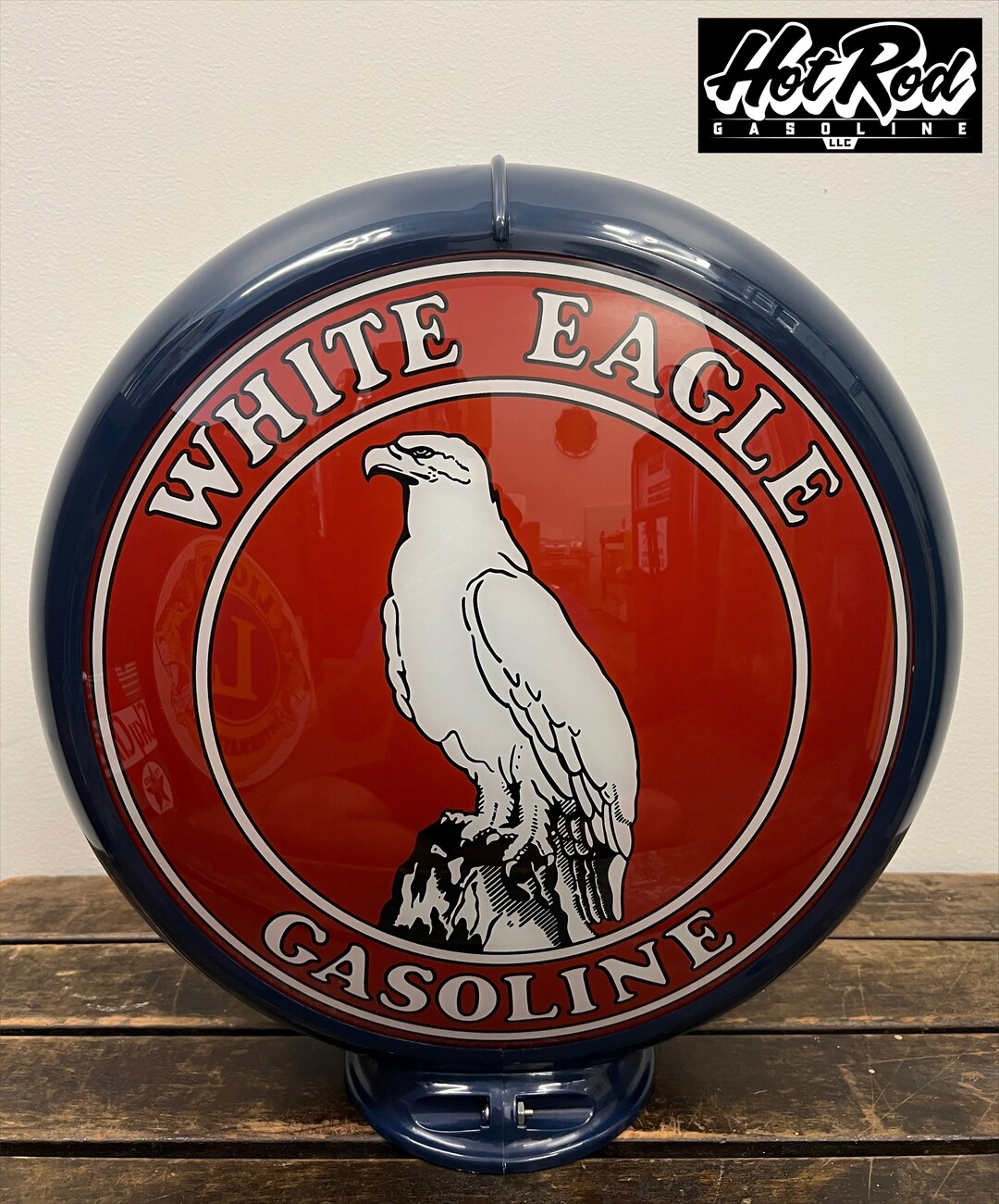 WHITE EAGLE GASOLINE Reproduction 13.5 Gas Pump Globe dark Blue Body - Etsy