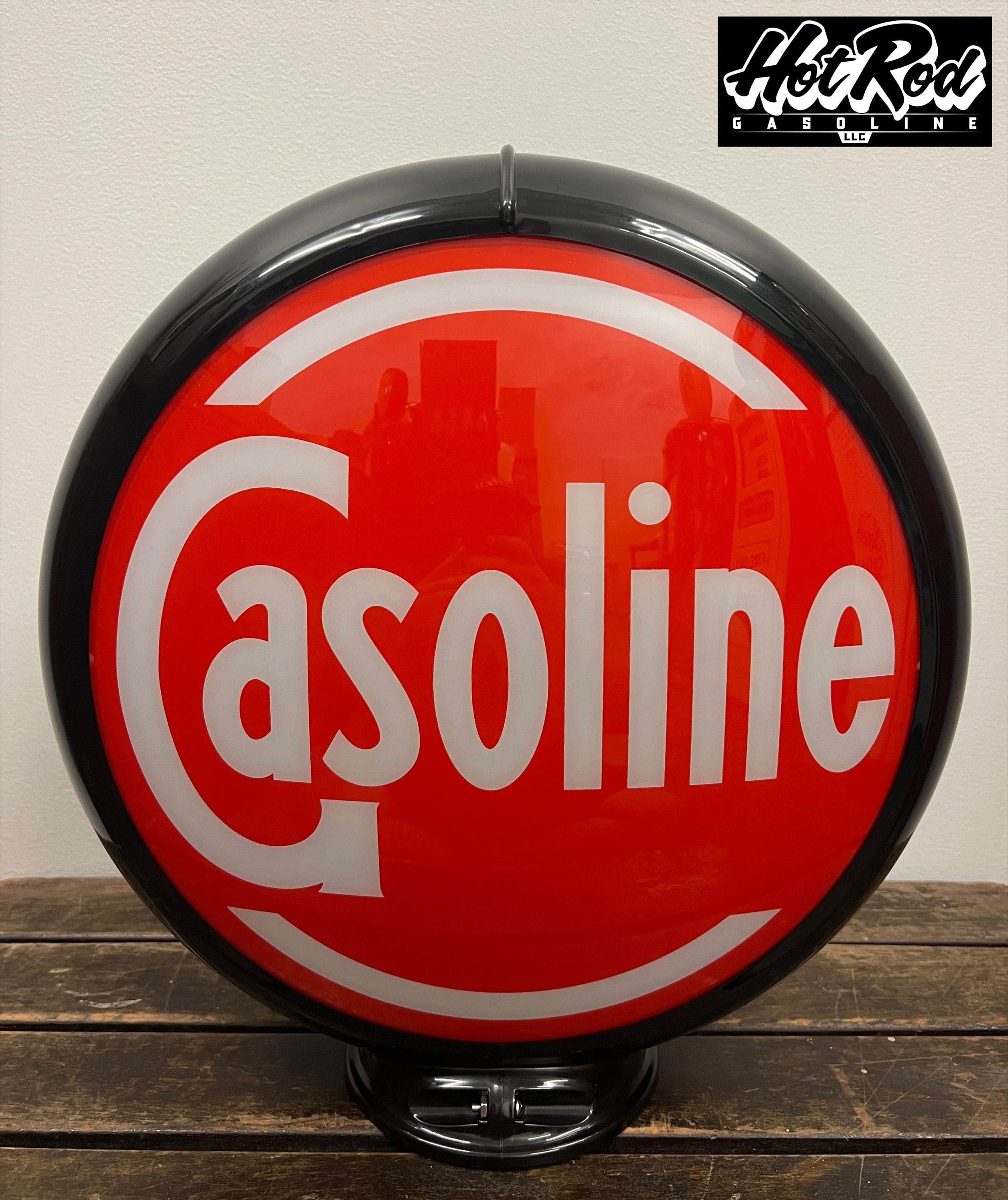 RED GASOLINE Reproduction 13.5" Gas Pump Globe - (black Body) - Etsy
