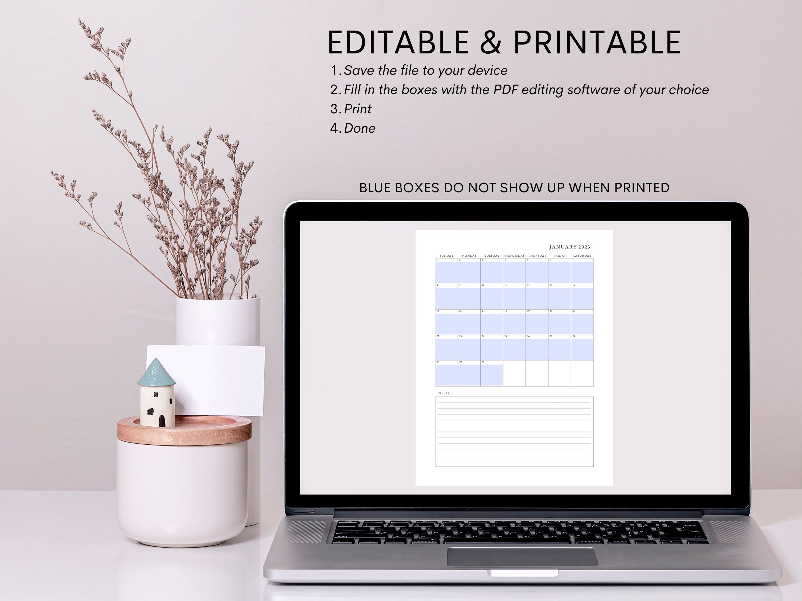 Printable Digital Monthly Calendar | Editable Monthly Calendar | 2023 ...