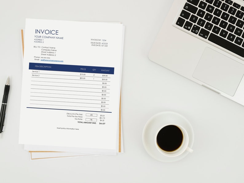 Invoice Template Editable, Small Business Custom Order Form Printable ...