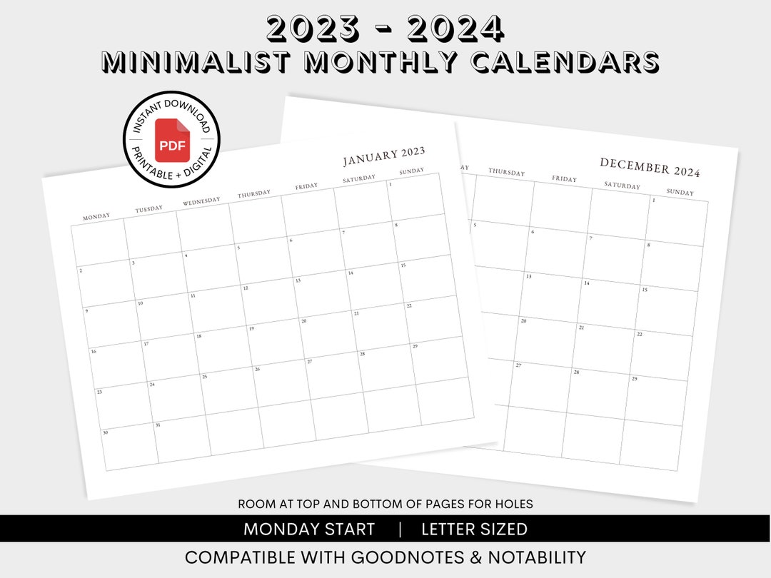 Printable Digital Monthly Calendar | Editable Monthly Calendar | 2023 ...