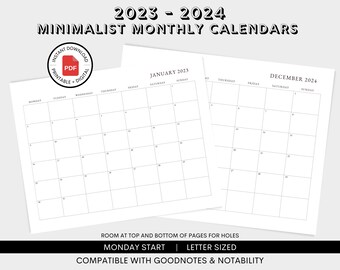 Printable Digital Monthly Calendar | Editable Monthly Calendar | 2023 ...