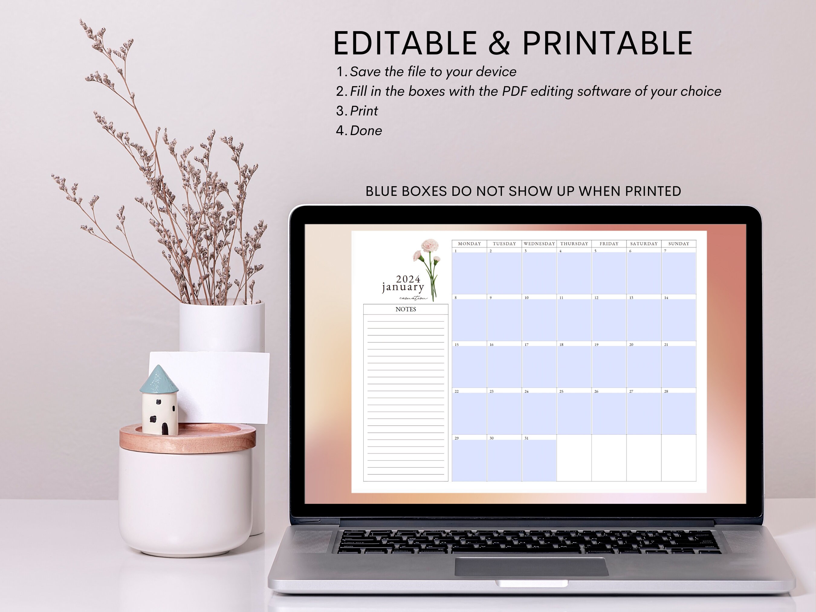 Printable Digital Monthly Calendar | Editable Monthly Calendar | 2023 ...
