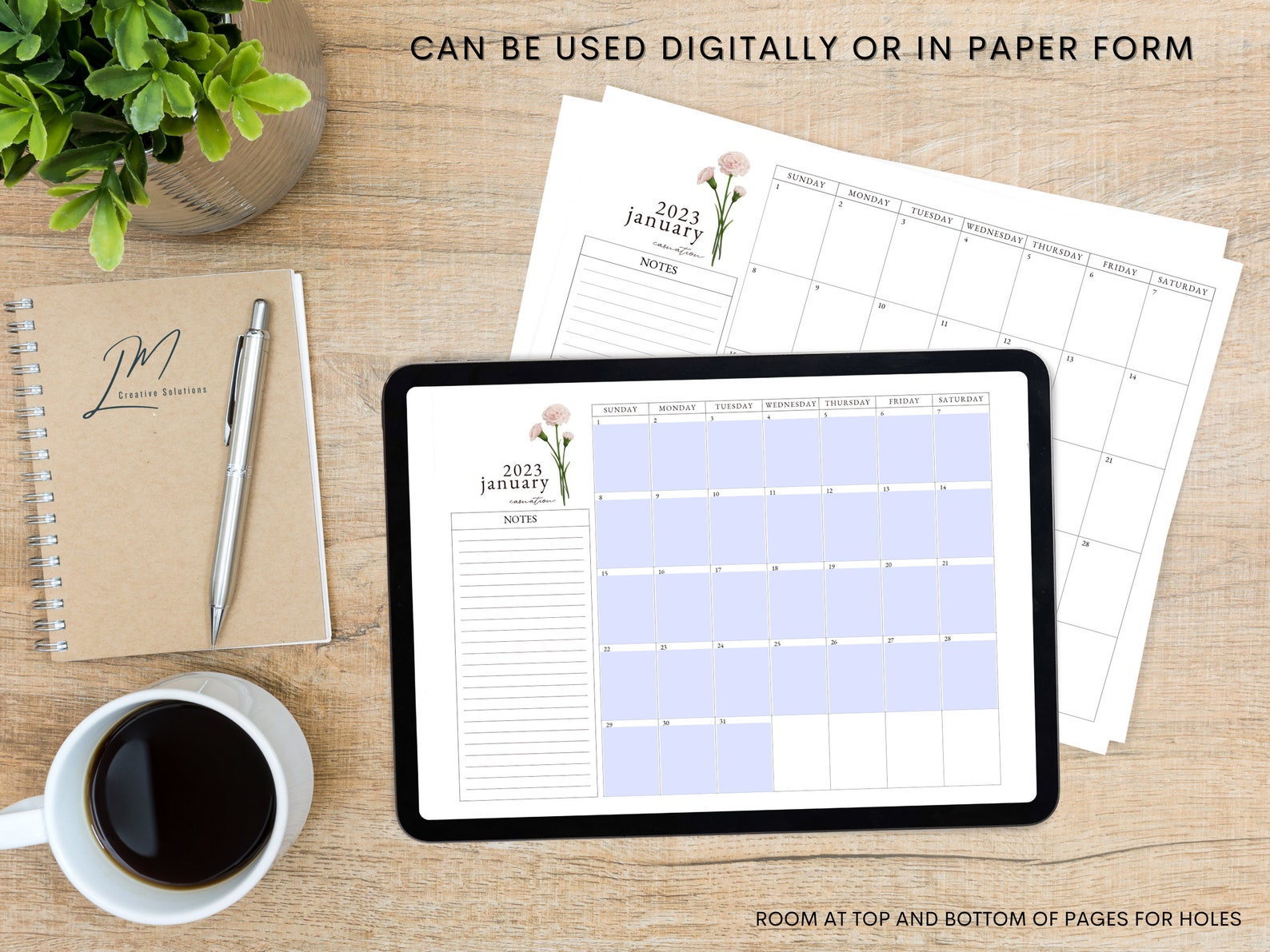 Printable Digital Monthly Calendar | Editable Monthly Calendar | 2023 ...